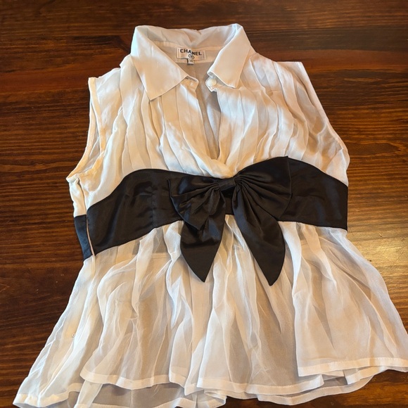 CHANEL | Tops | Vintage Chanel Chiffon Top With Satin Bow | Poshmark